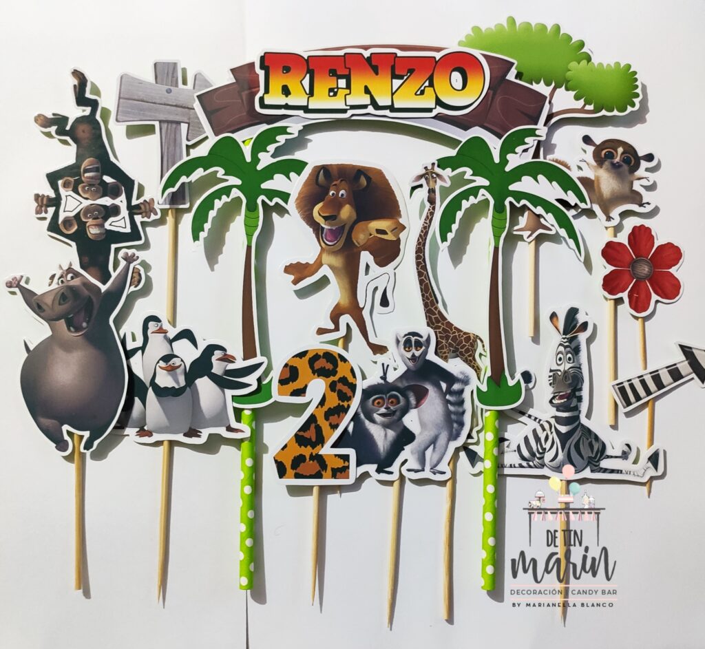 Topper de torta personalizado de Madagascar – De Tin Marin
