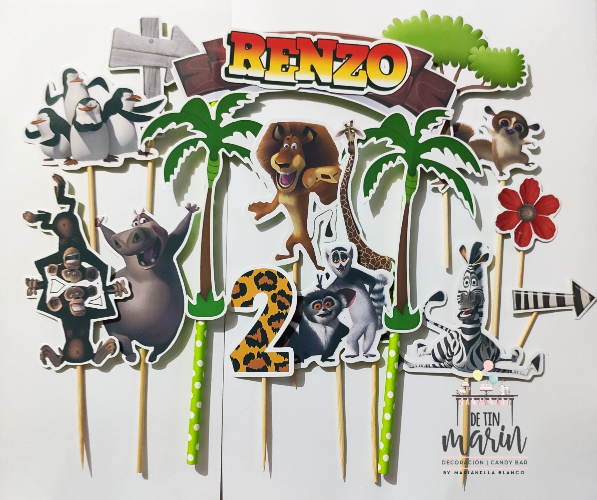 Topper de torta personalizado de Madagascar – De Tin Marin