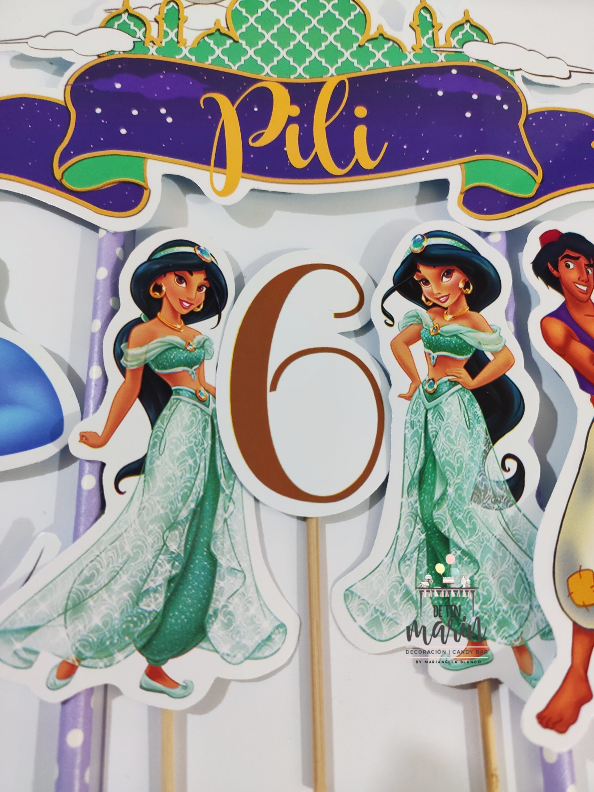 Topper de torta personalizado de Jazmin – Aladdin – De Tin Marin